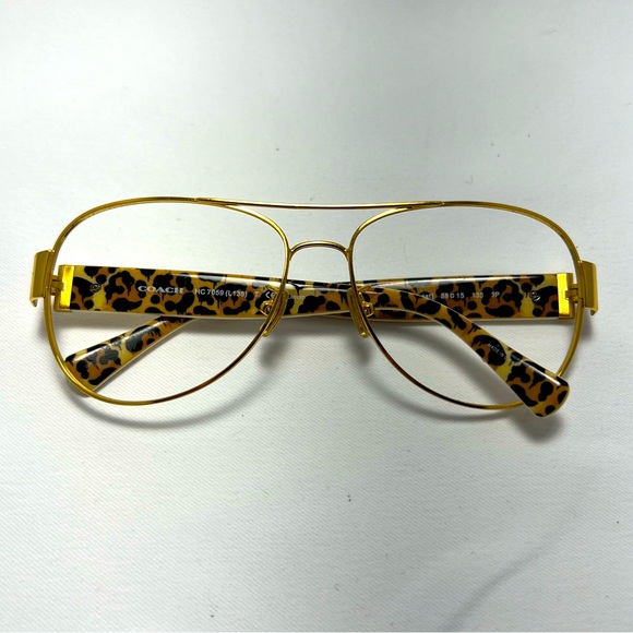 Coach | Accessories | Coach Gold Leopard Cream Double Bridge Eyeglasses ...